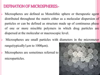 Microspheres drug delivery system | PPTX