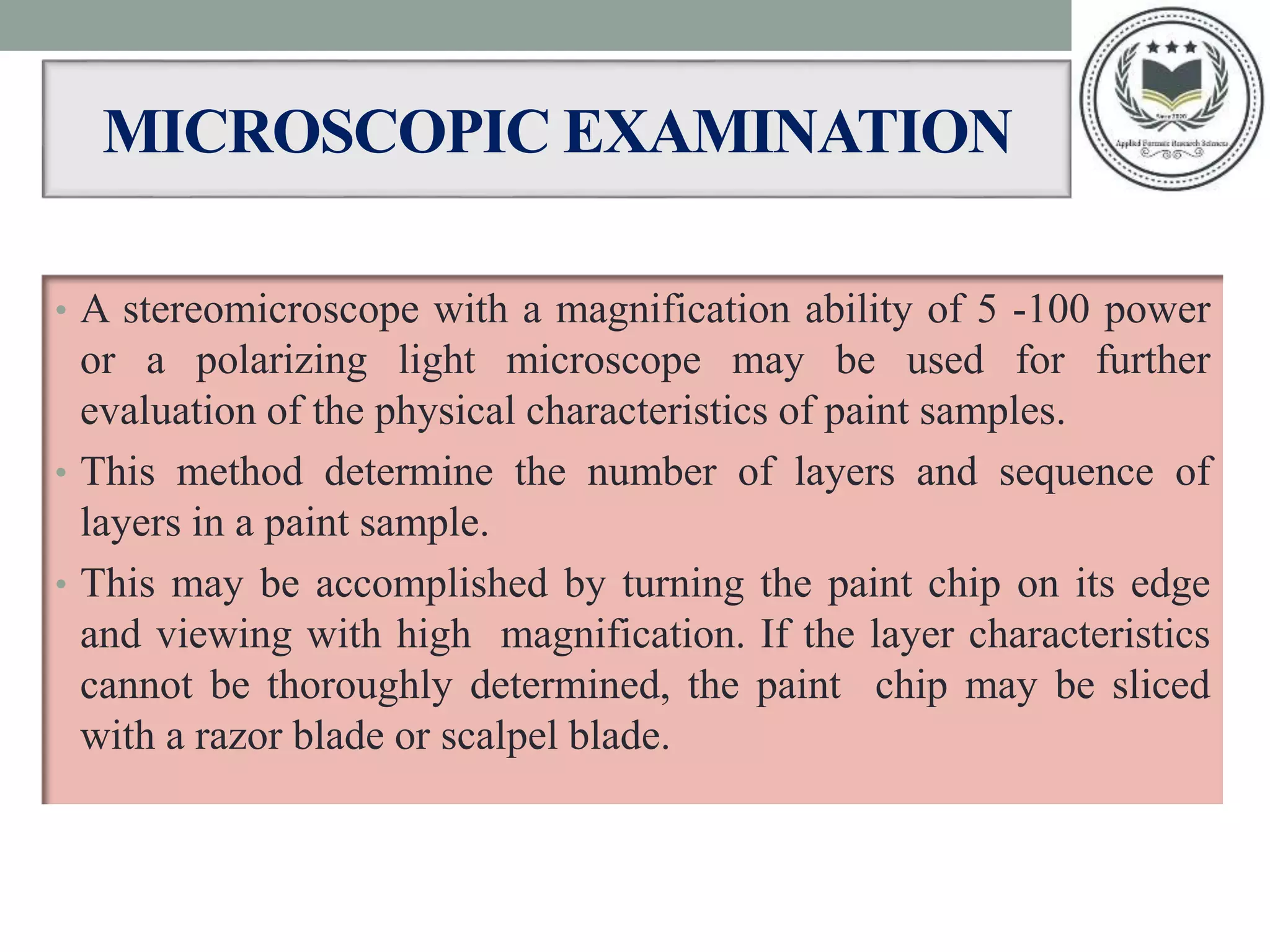 Microscopic Analysis of Paints | PPTX