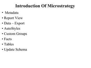 Microstrategy Training and Placement | PPT