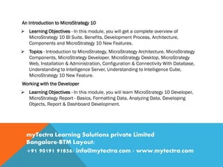 MicroStrategy Training From myTectra in Bangalore, | PDF