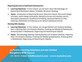 MicroStrategy Training From myTectra in Bangalore, | PDF