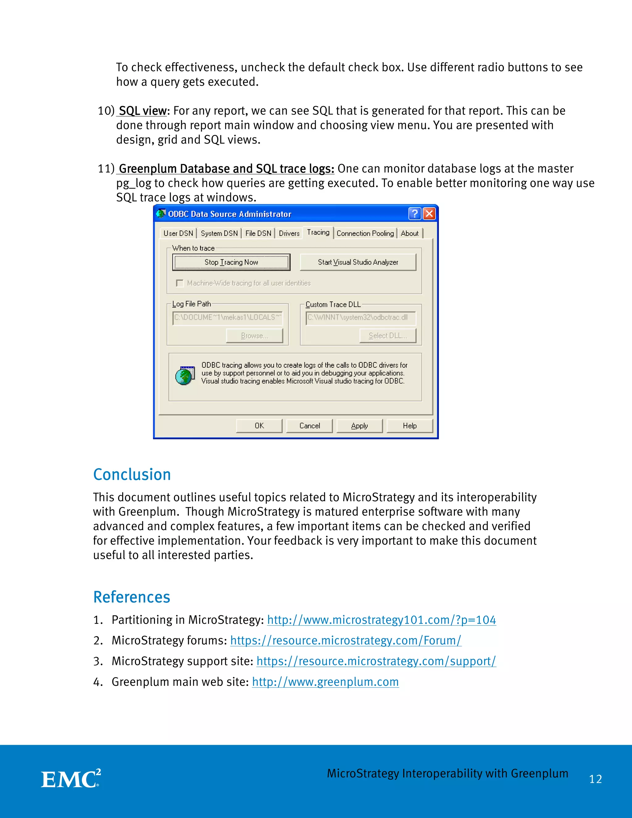 MicroStrategy interoperability with Greenplum | PDF