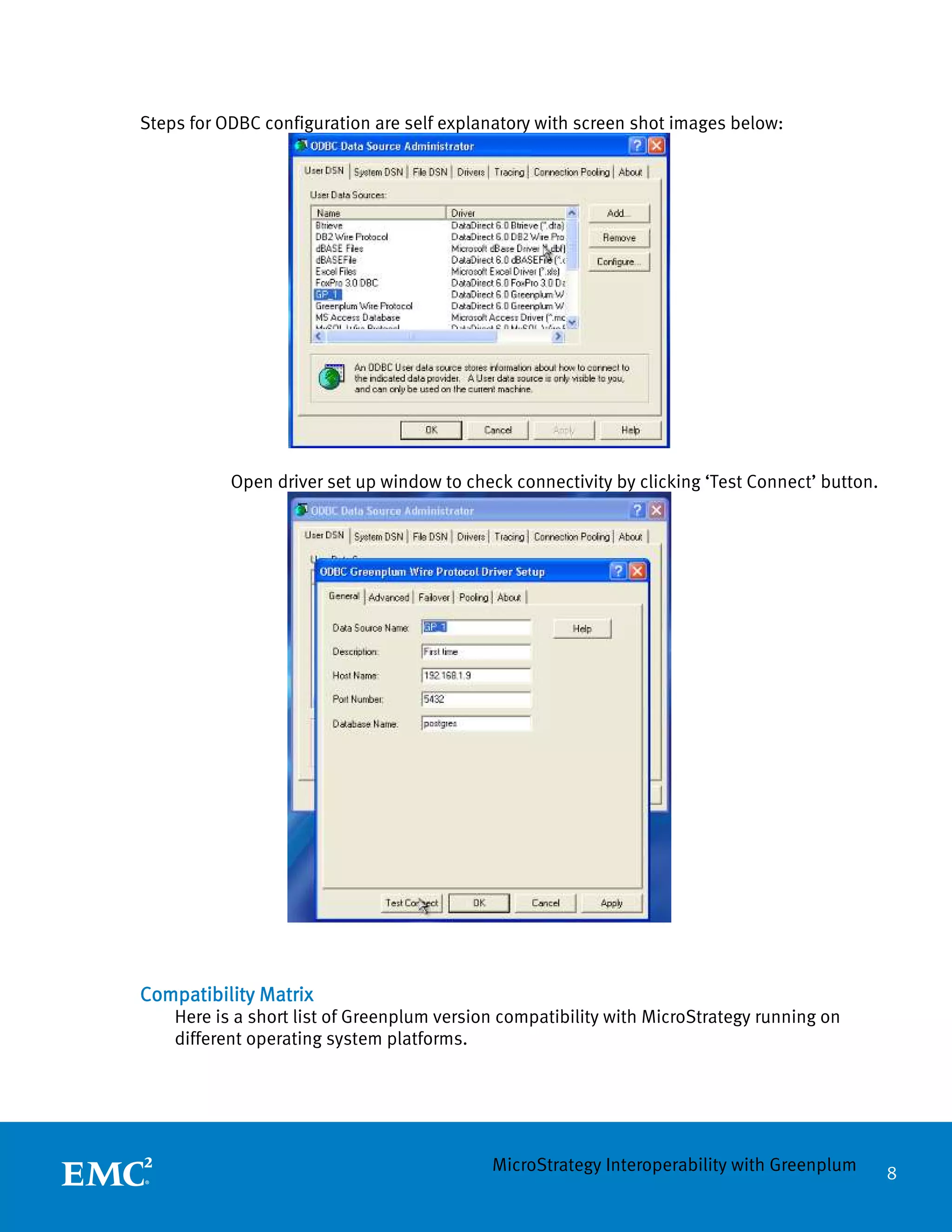 MicroStrategy interoperability with Greenplum | PDF