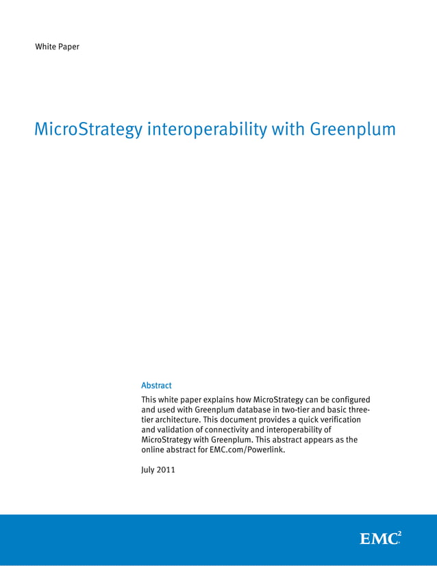 MicroStrategy interoperability with Greenplum | PDF
