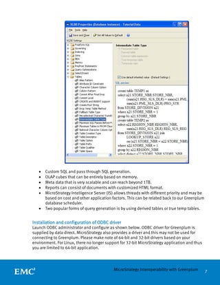 MicroStrategy interoperability with Greenplum | PDF