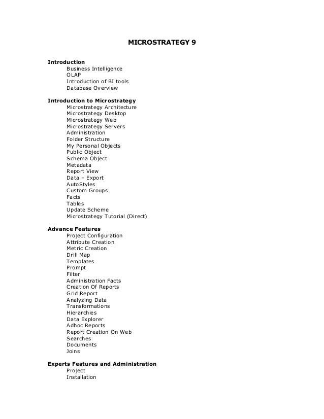 Microstrategy online training