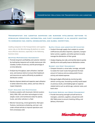 Micro strategyindustrysolutionstransportationlogistics | PDF ...