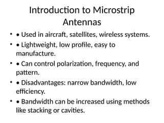 Microstrip_Antennas_Design and Analysis techniques | PPTX