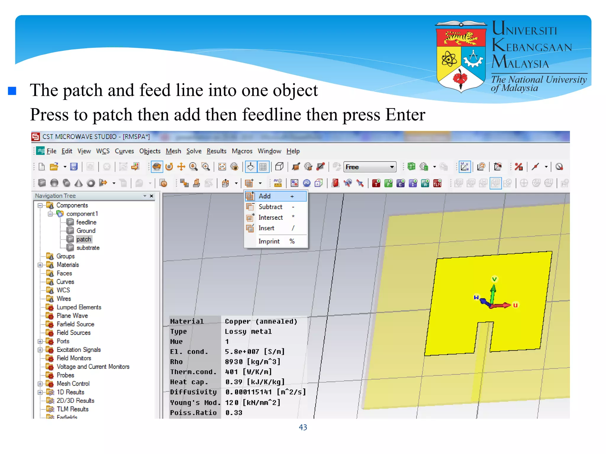 Design and Simulation Microstrip patch Antenna using CST Microwave Studio | PDF