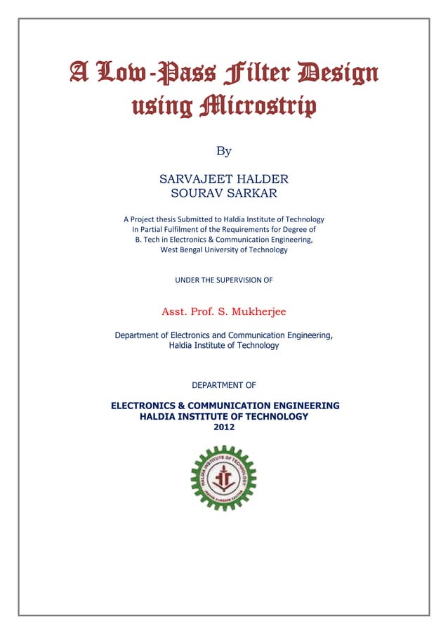 Low Pass Filter Design Using Microstrip Pdf Technology And Computing