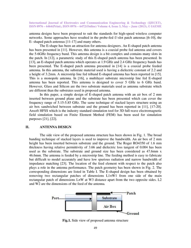 Microstrip line fed stacked layer e shaped patch antenna for wlan | PDF