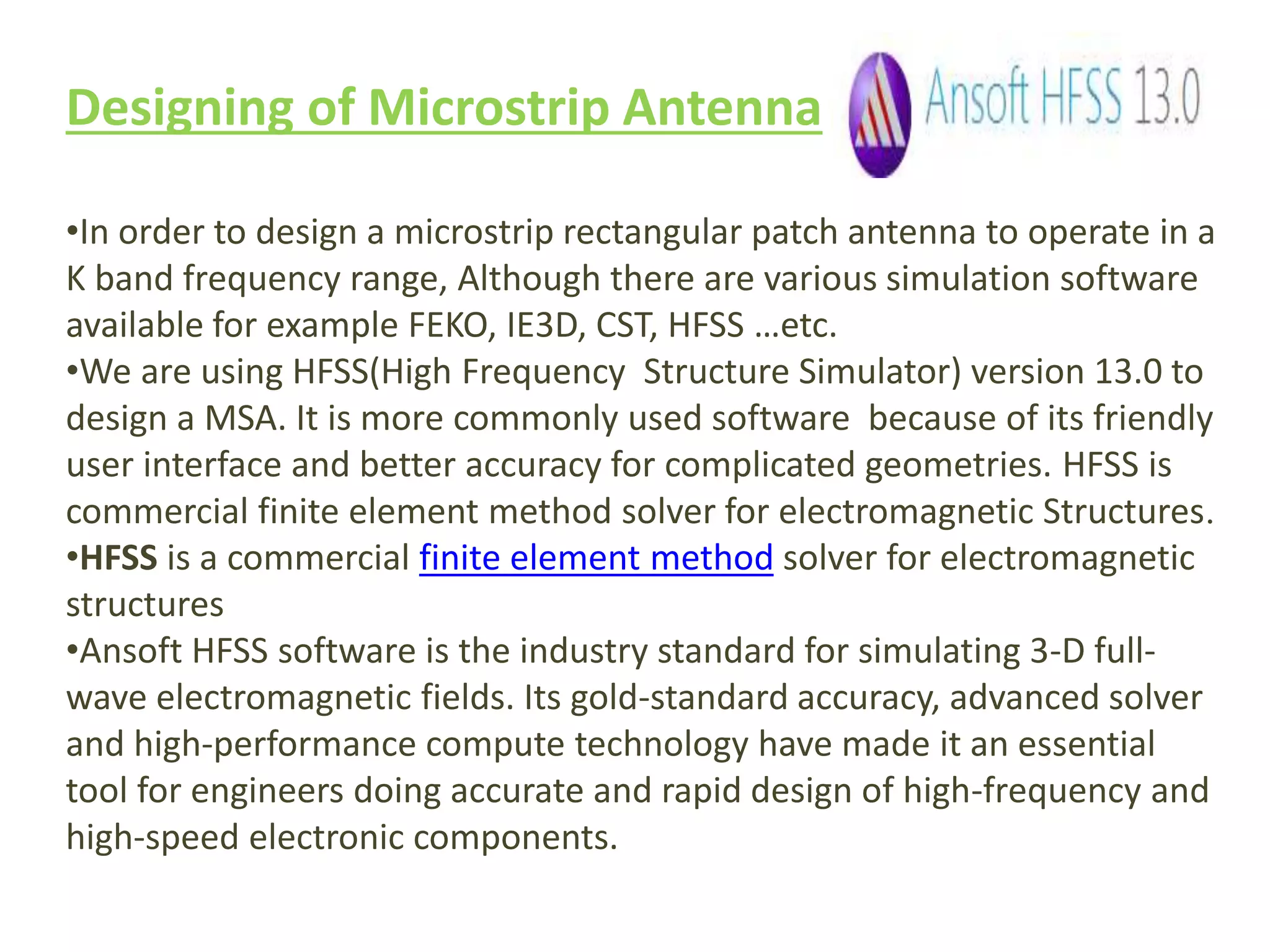 Microstrip rectangular patch antenna | PPTX