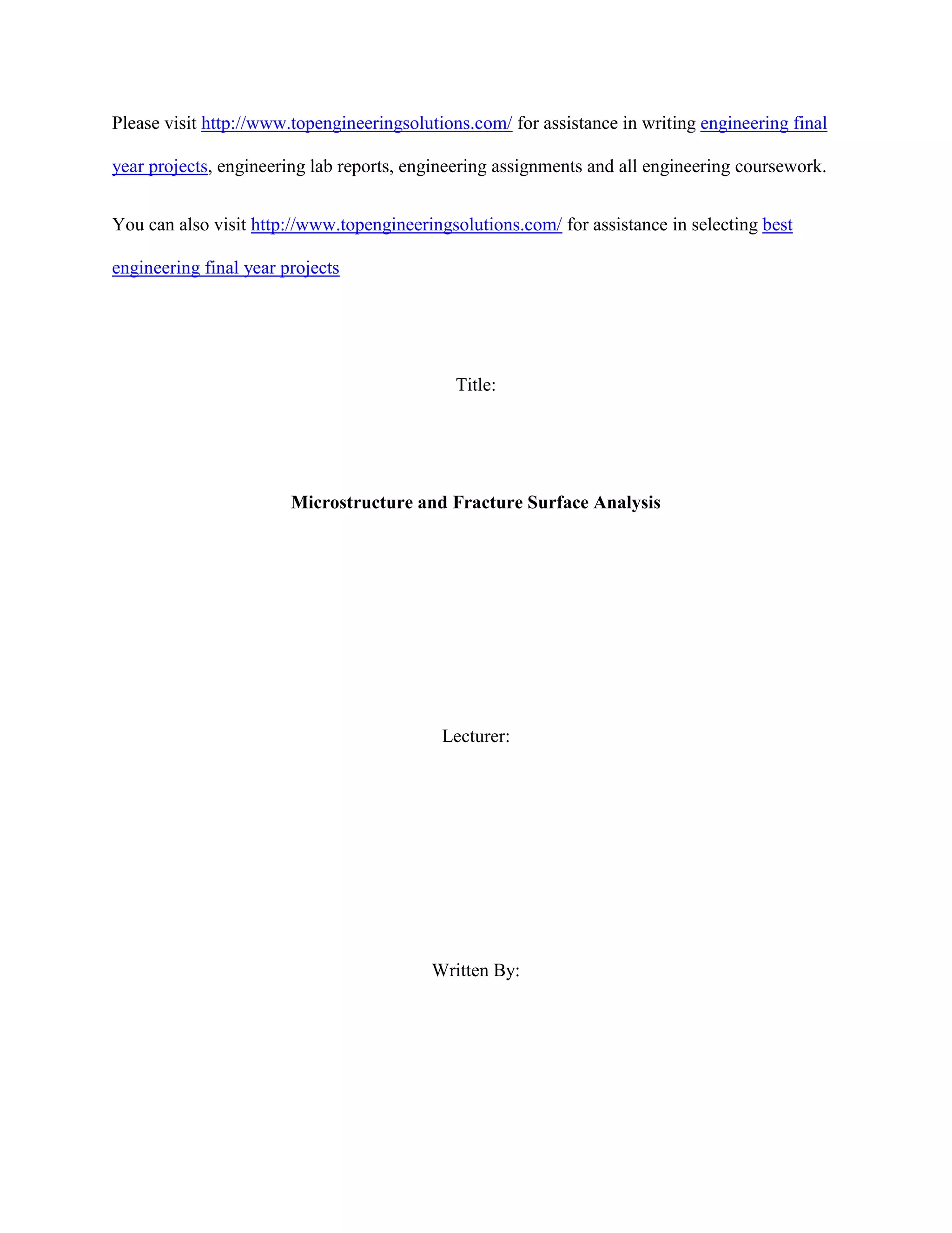 Report on Microstructure and fracture surface analysis | PDF