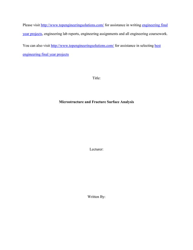 Report On Microstructure And Fracture Surface Analysis Pdf
