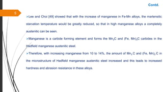 Microstructure of Hadfield Steels (Robert Hadﬁeld) | PPTX