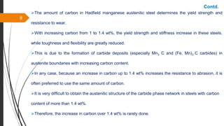 Microstructure of Hadfield Steels (Robert Hadﬁeld) | PPTX