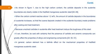 Microstructure of Hadfield Steels (Robert Hadﬁeld) | PPTX