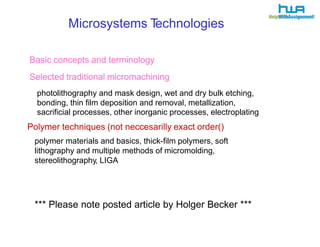 Microsystems |Technologies | PPTX | Chemistry | Science