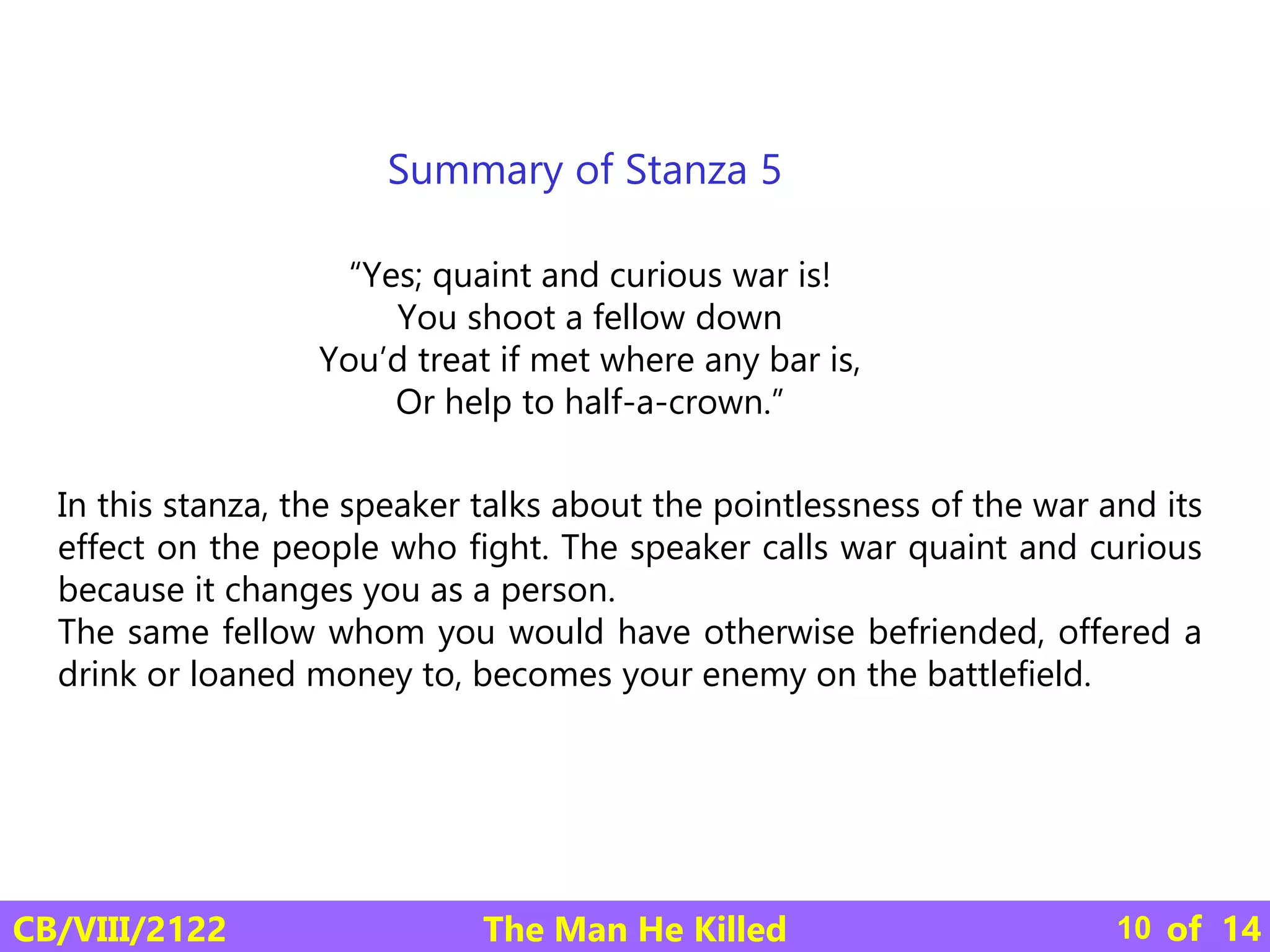 micro teaching on the man he killed poem | PPTX | Poetry | Books and ...