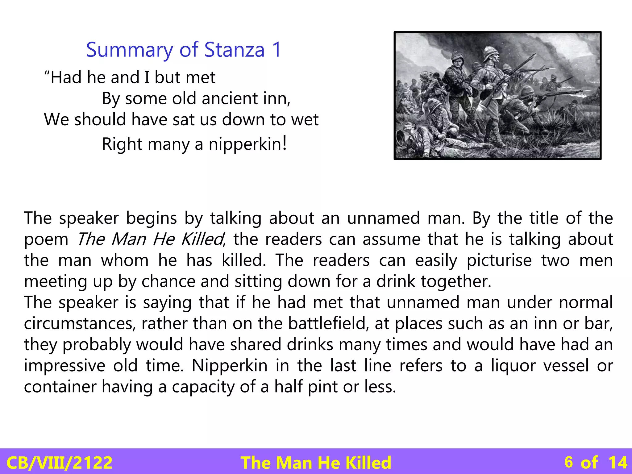 micro teaching on the man he killed poem | PPTX | Poetry | Books and ...