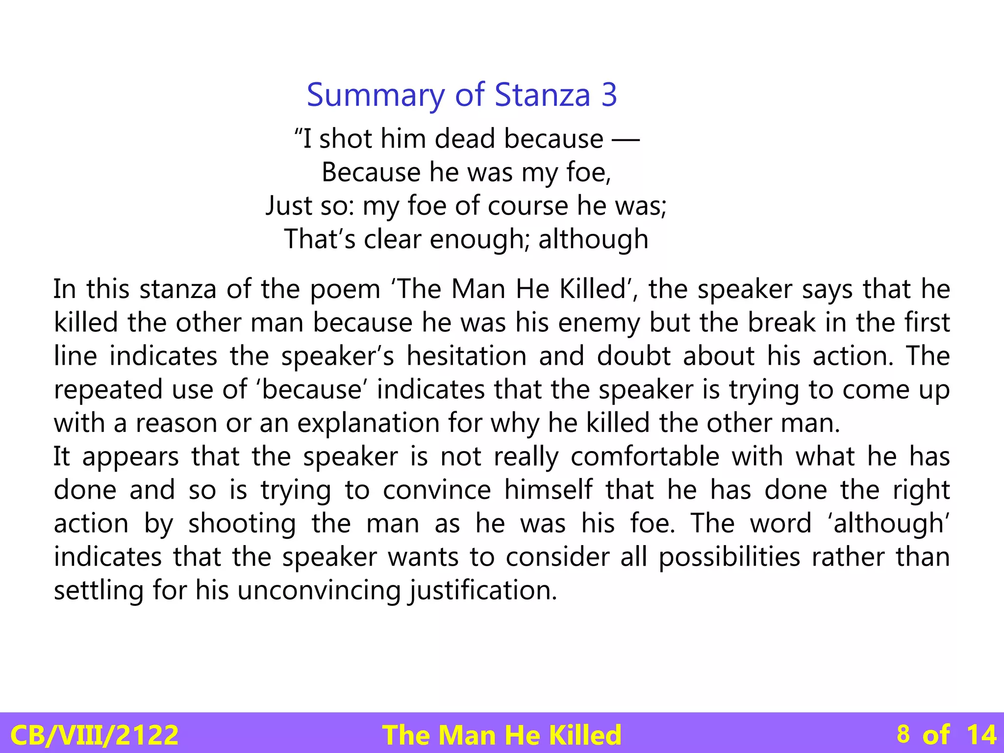 micro teaching on the man he killed poem | PPTX | Poetry | Books and ...