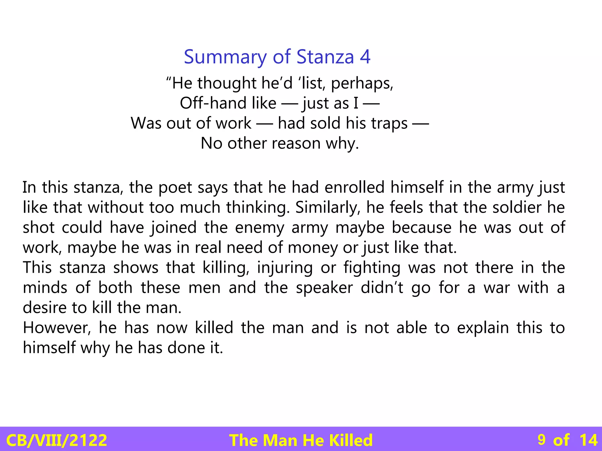 micro teaching on the man he killed poem | PPTX | Poetry | Books and ...