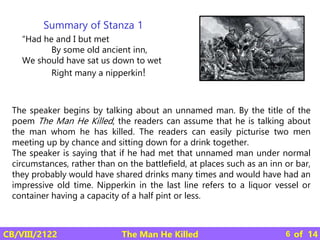 micro teaching on the man he killed poem | PPTX