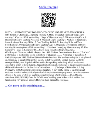 Micro Teaching | PDF