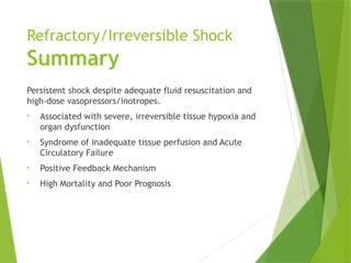 Irreversible Shock and its management - MBBS | PPTX
