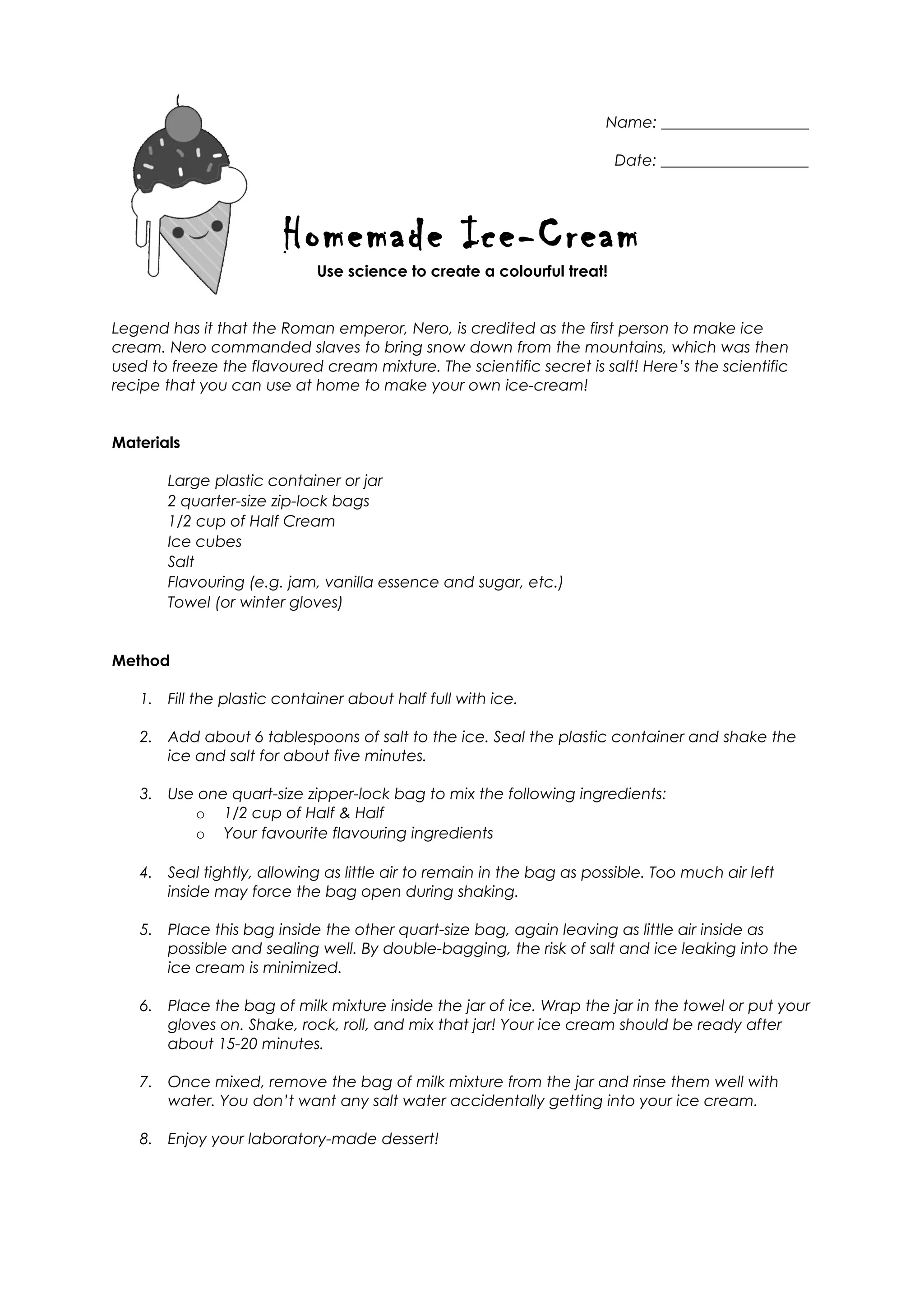 Junior Science: PHYSICS (States of matter), homemade ice-cream activity ...