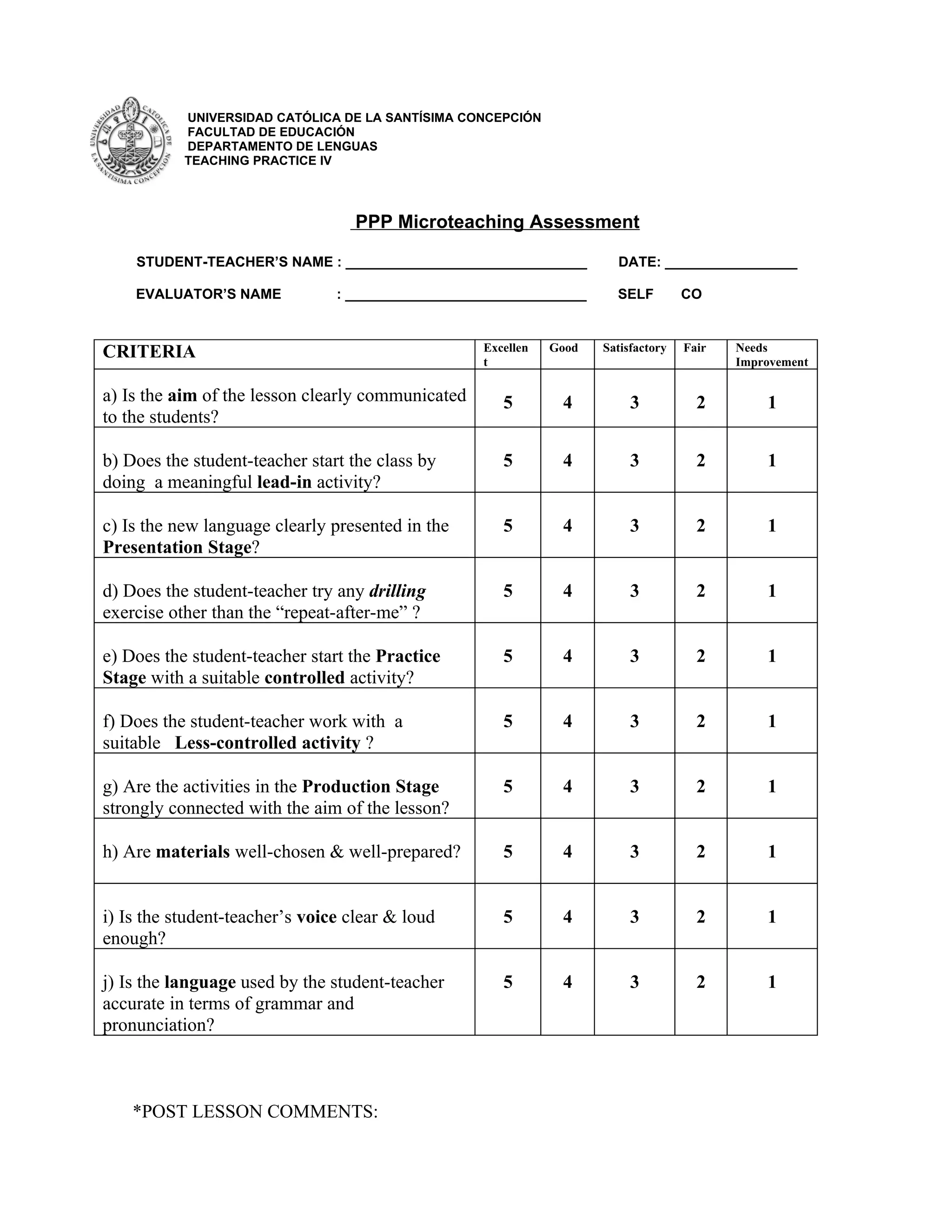 Microteaching assessment pro | DOC