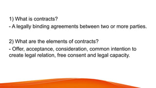 Introduction and Elements of Contracts in Malaysia | PDF