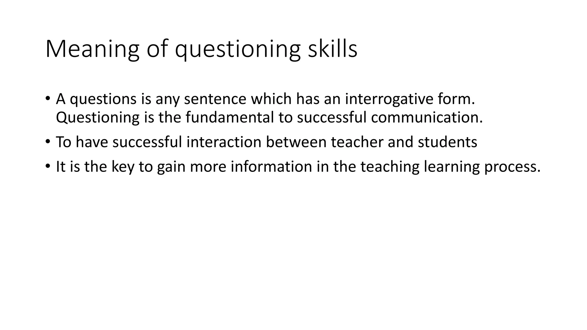 Micro teaching on questioning skill | PPT