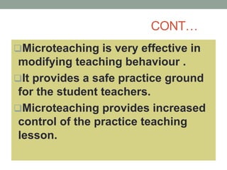 MICROTEACHING a method of Improving the Teaching | PPTX