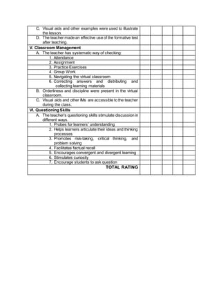 Microteaching rating sheet | DOCX