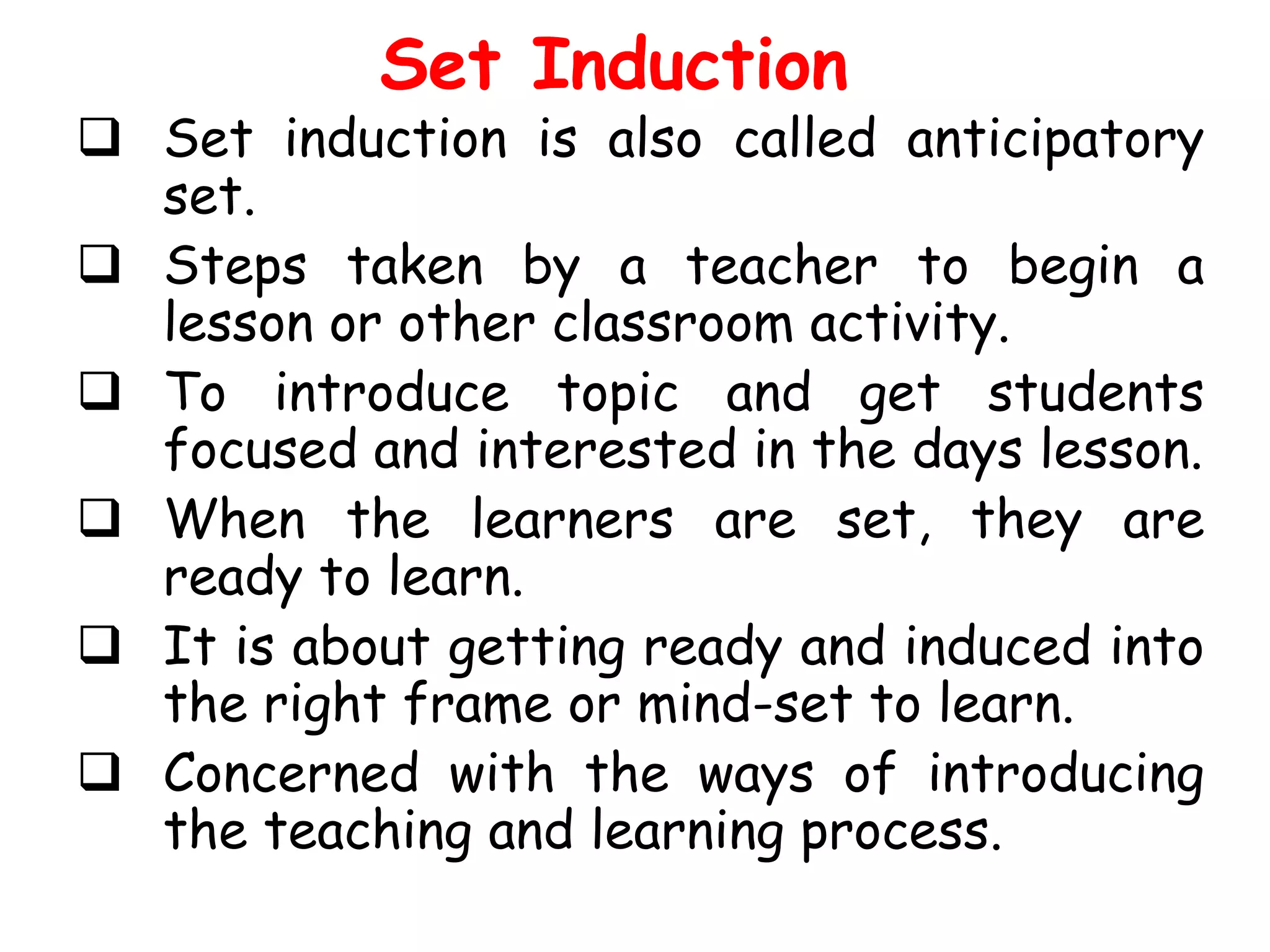 Microteaching set induction | PPTX