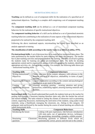 Microteaching skills by Dr.Thanuja.K | PDF