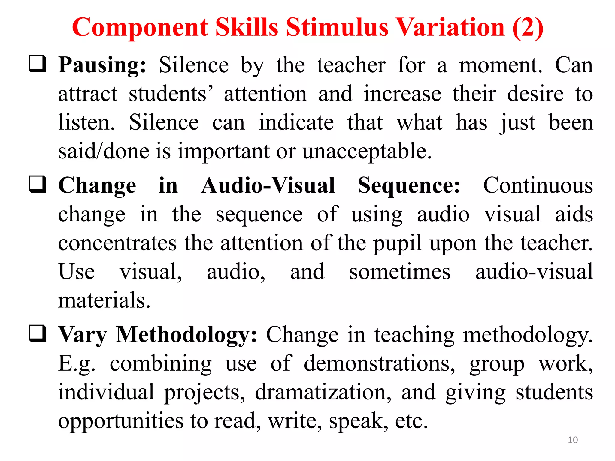 Microteaching stimulus variation | PPTX