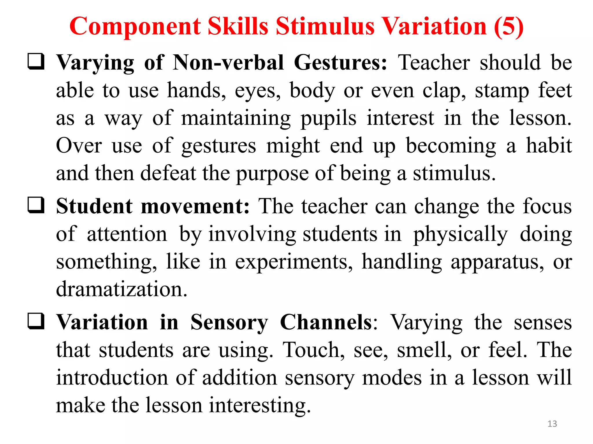 Microteaching stimulus variation | PPTX
