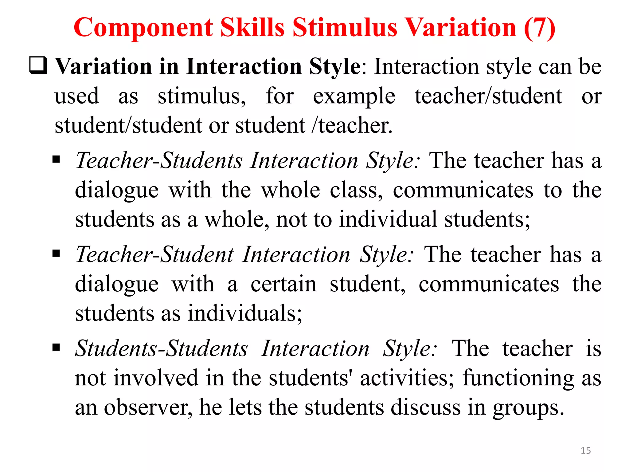 Microteaching stimulus variation | PPTX