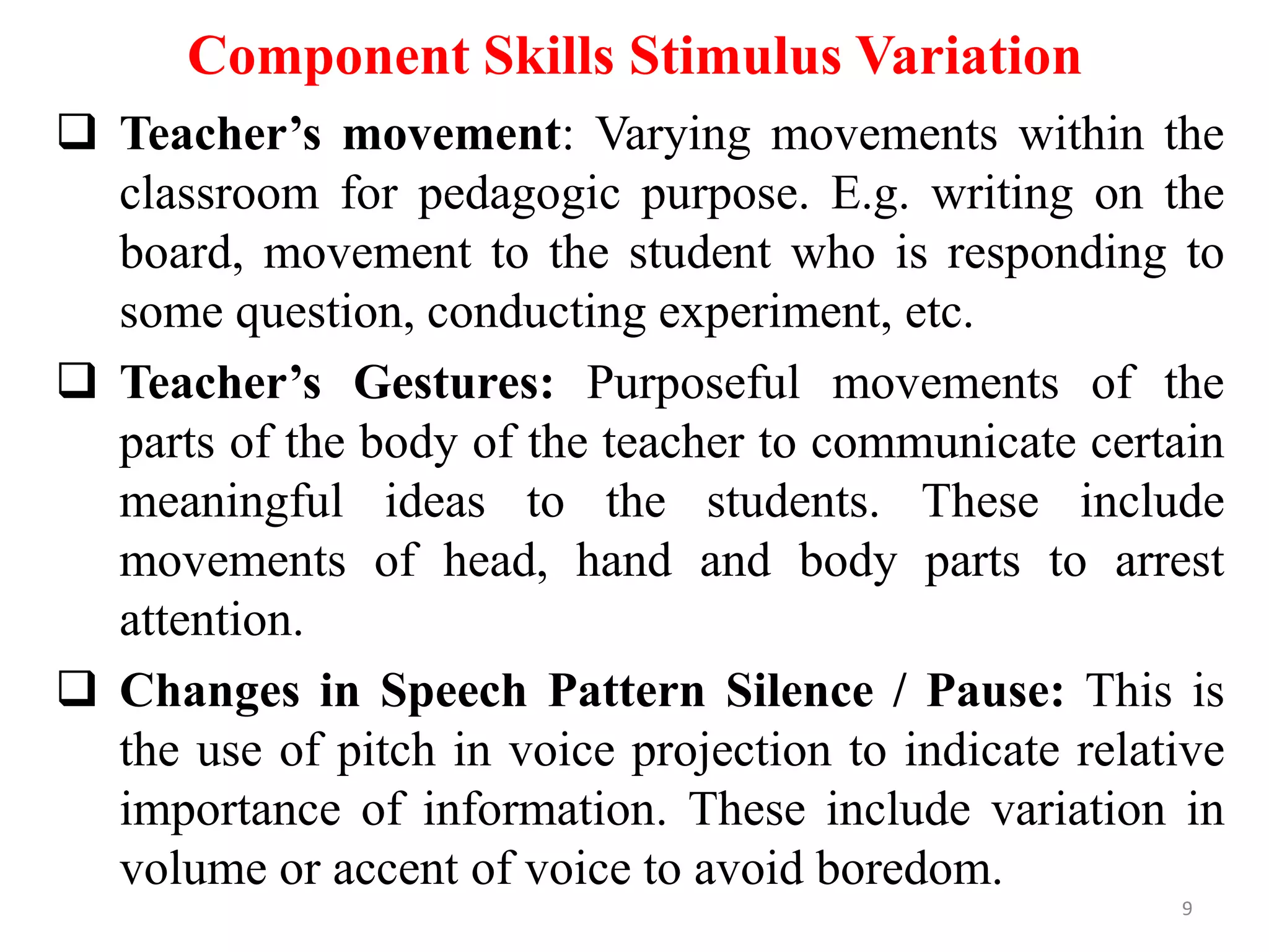 Microteaching stimulus variation | PPTX