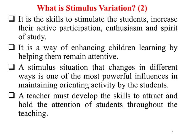 Microteaching stimulus variation | PPTX