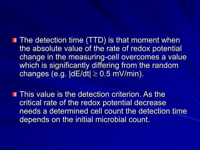 Redox-potential measurement as a rapid method for microbiological ...