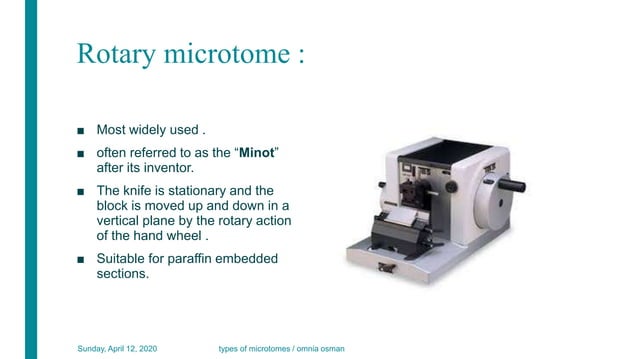 Types Of Microtomes In Histopathology | PPTX