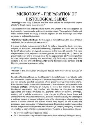 Microtomy - Preparation of Histological Slides | PDF