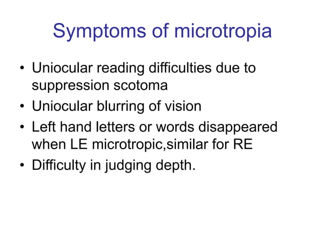 Microtropia - Definition, Types and Shot Note | PDF