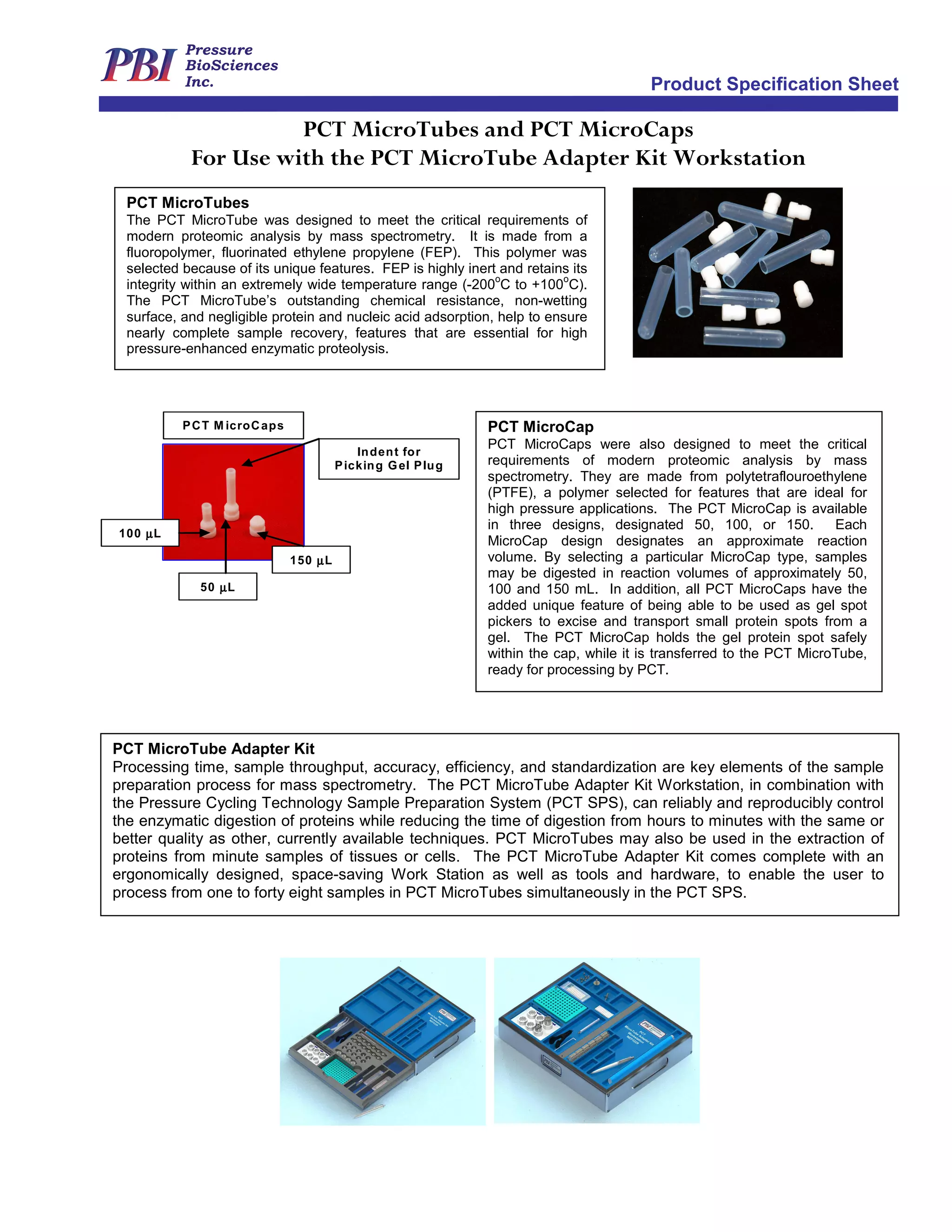PCT MicroTubes and PCT MicroCaps | PDF