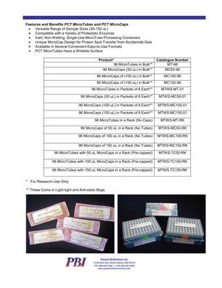 PCT MicroTubes and PCT MicroCaps | PDF