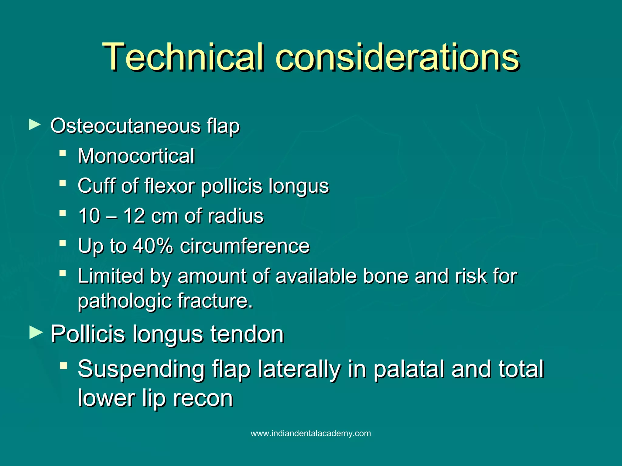 Micro vascular free flaps used in head and neck reconstruction ...