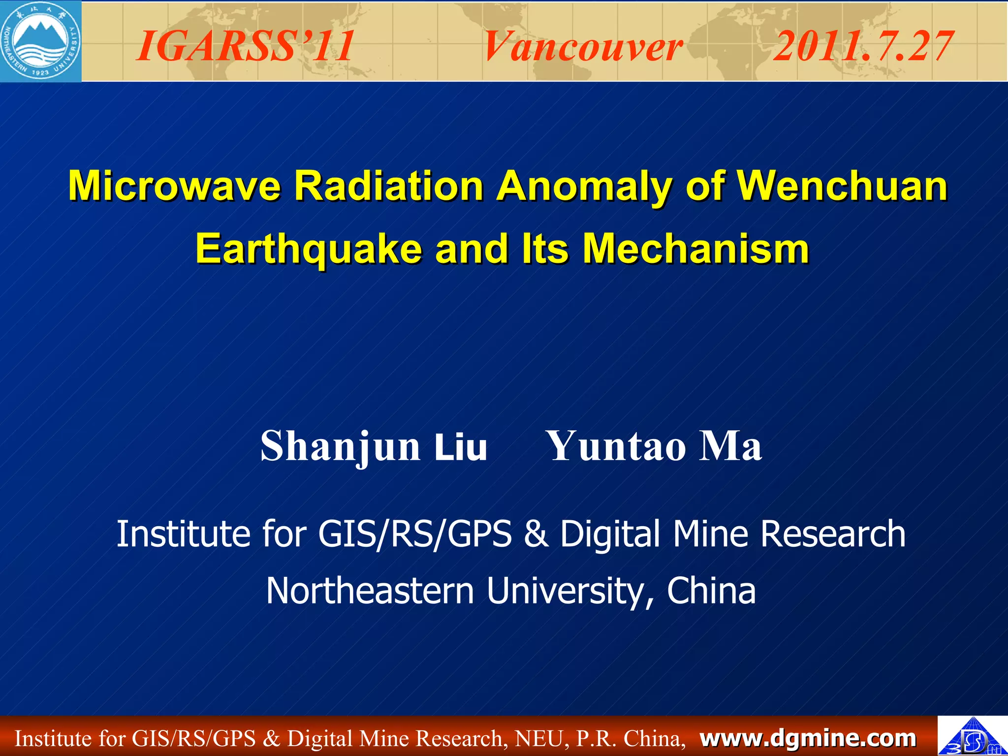 Microwave radiation anomaly of Wenchuan earthquake and its mechanism ...